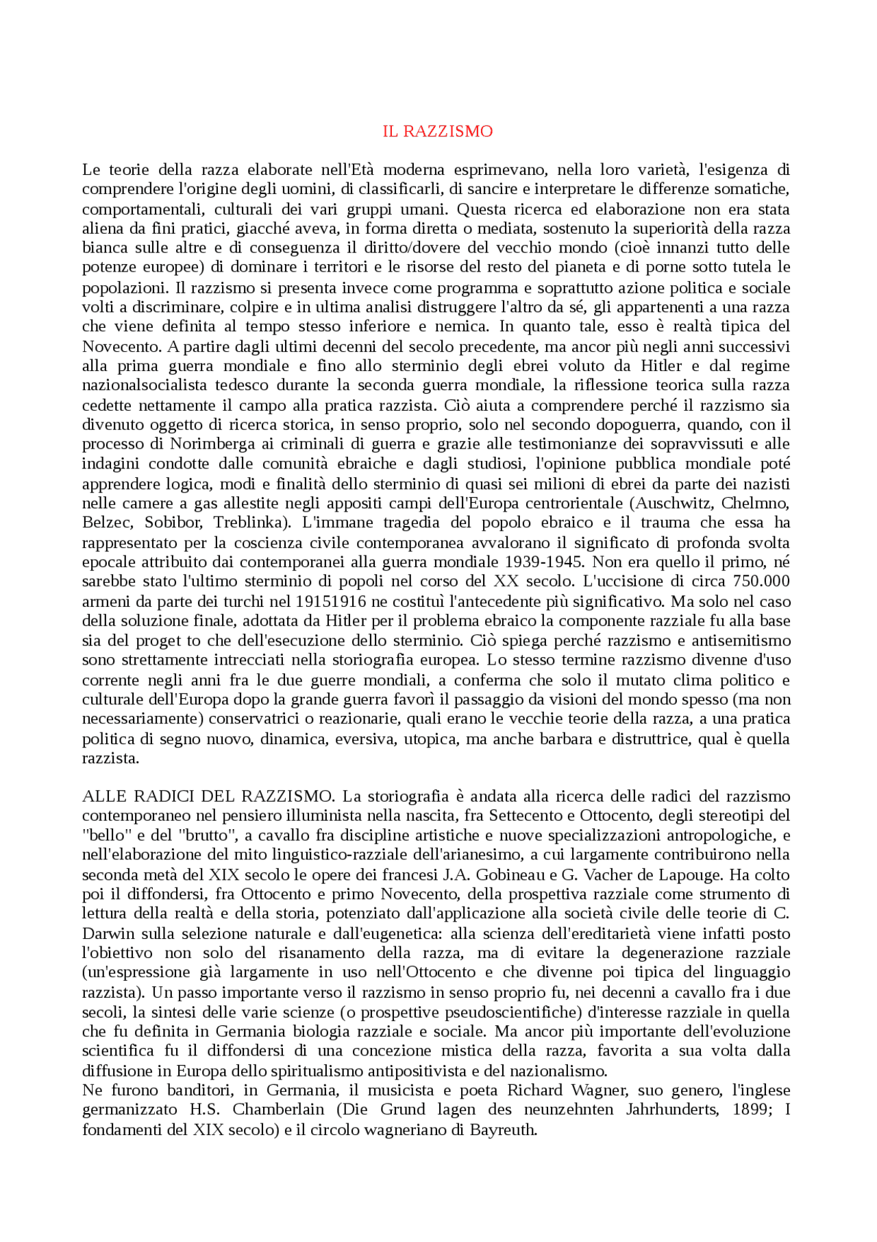 Il Razzismo Docsity
