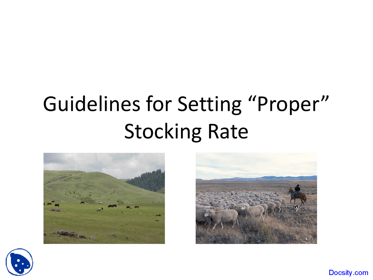Stocking Rate Rangeland Principles Lecture Slides Docsity
