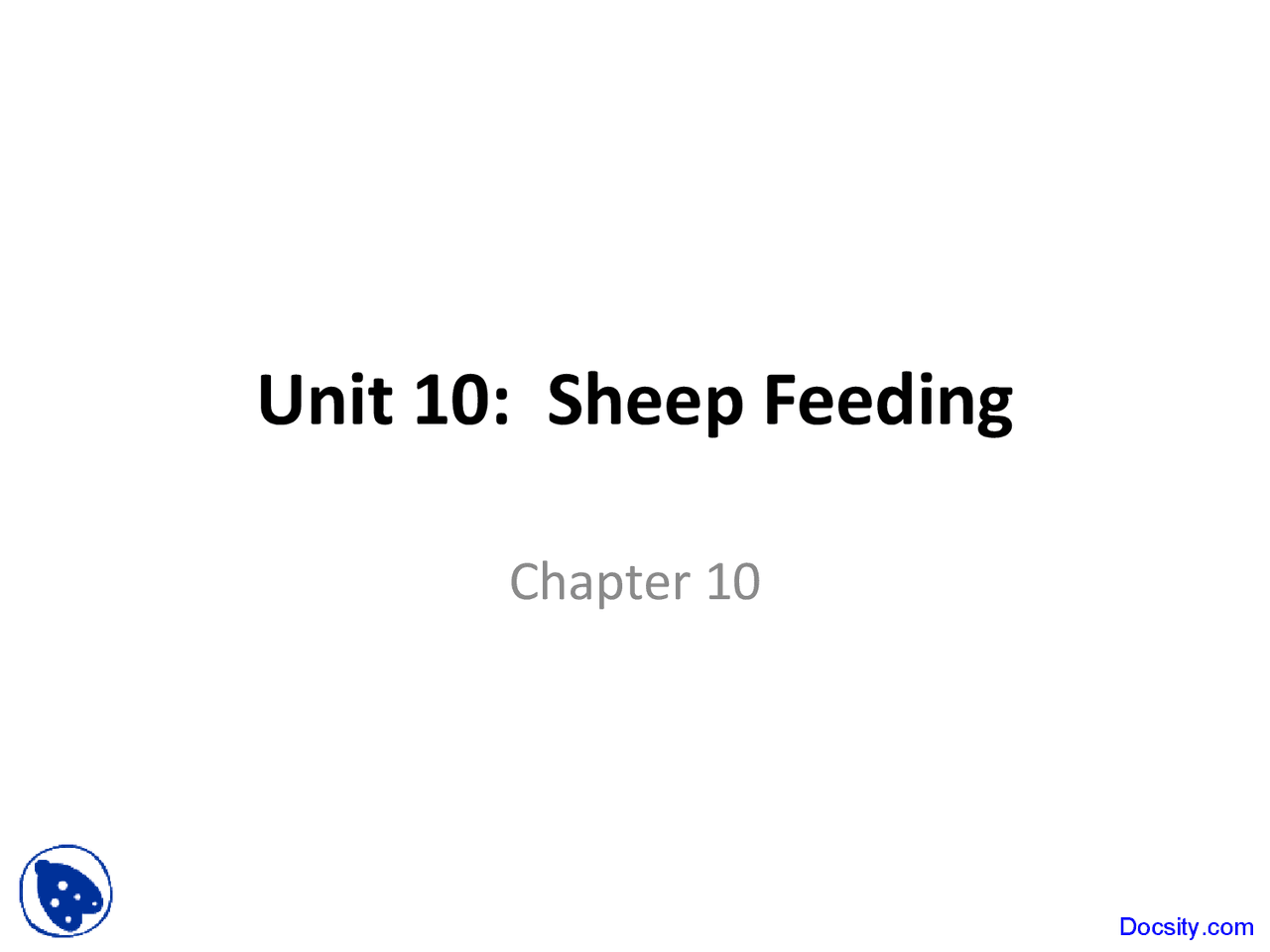 Sheep Feeding - Animal Nutrition - Lecture Slides - Docsity