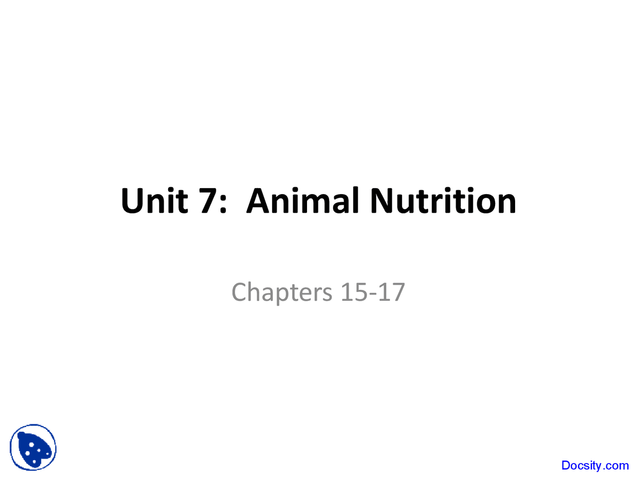 Animal Nutrition - Animal Science - Lecture Slides - Docsity