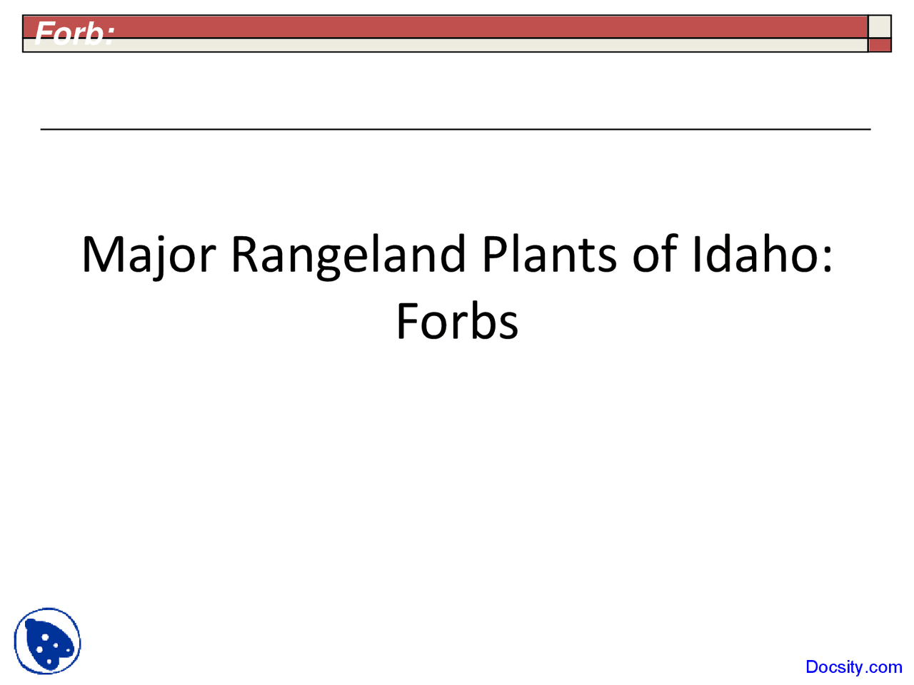 Forb Rangeland Principles Lecture Slides Docsity