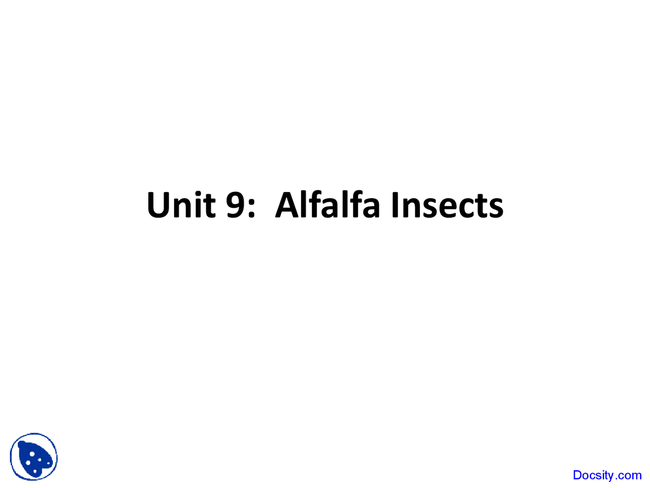 Alfalfa Insects - Plant and Animal Disease - Lecture Slides - Docsity