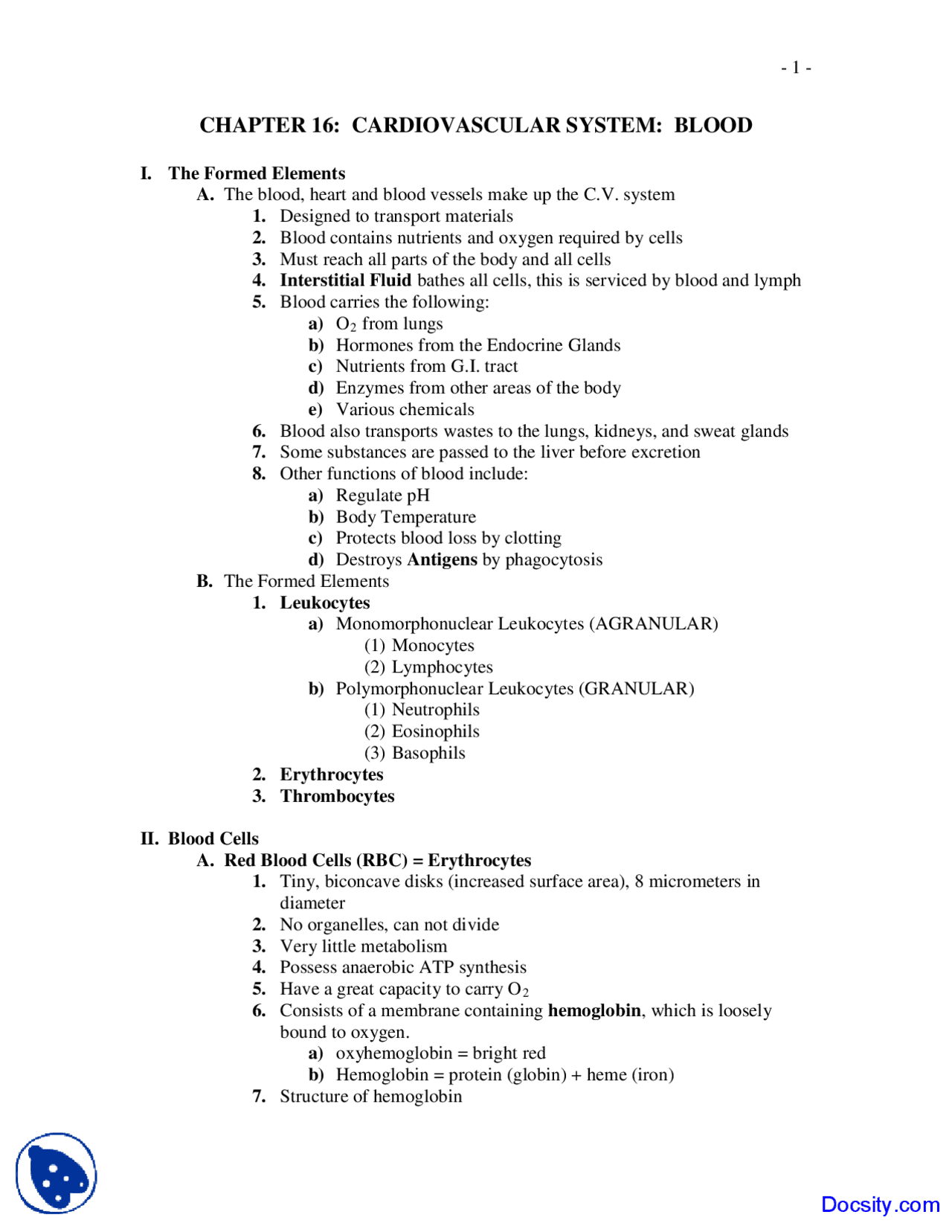 Cardiovascular System Blood - Human Anatomy and Physiology - Lecture ...