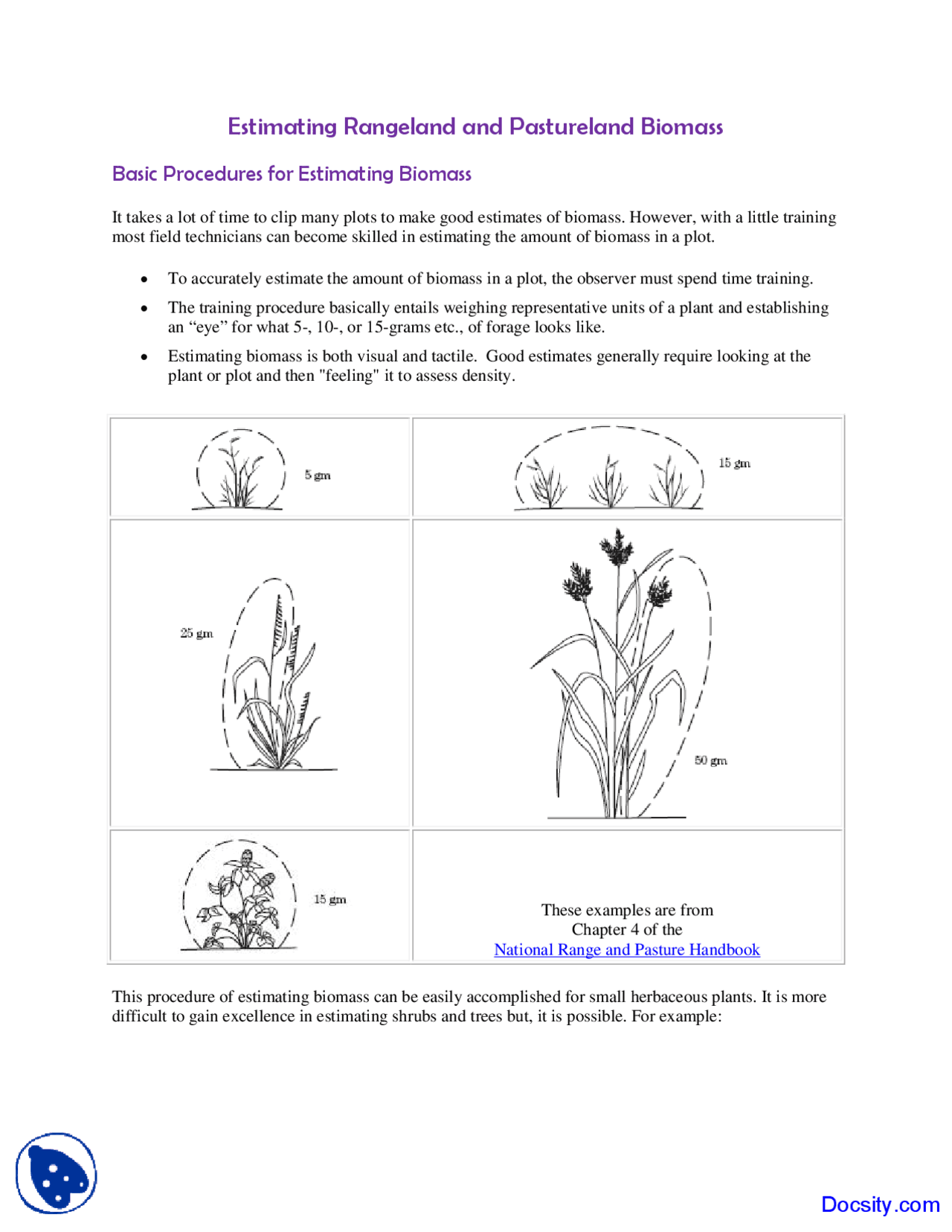 Basic Procedures Rangeland Principles Lecture Handouts Docsity