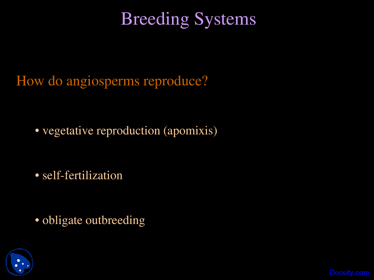 Breeding Systems Plant Taxonomy And Systematics Lecture Slides
