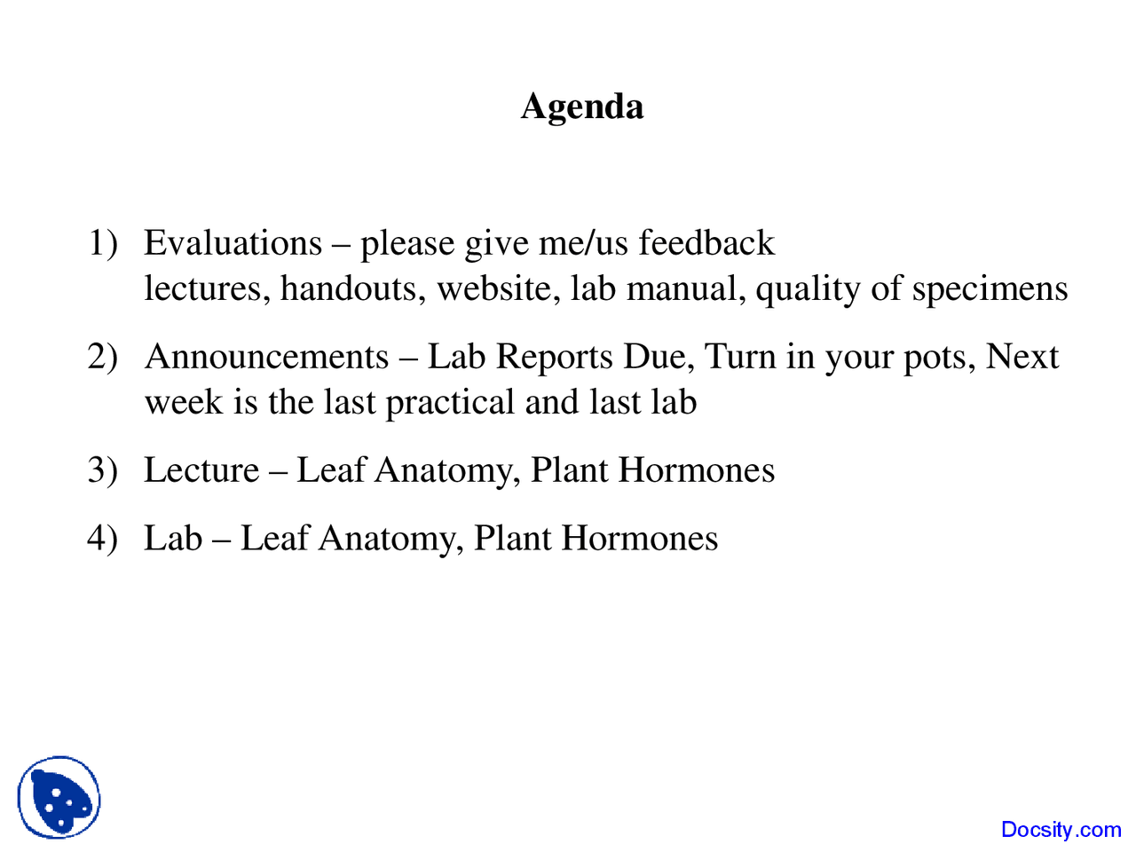 Evaluations Biology Of Organisms Lecture Slides Docsity