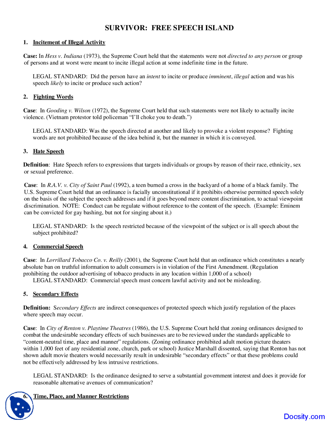 Free Speech and Legal Limits: A Comprehensive Guide | Study notes Law ...