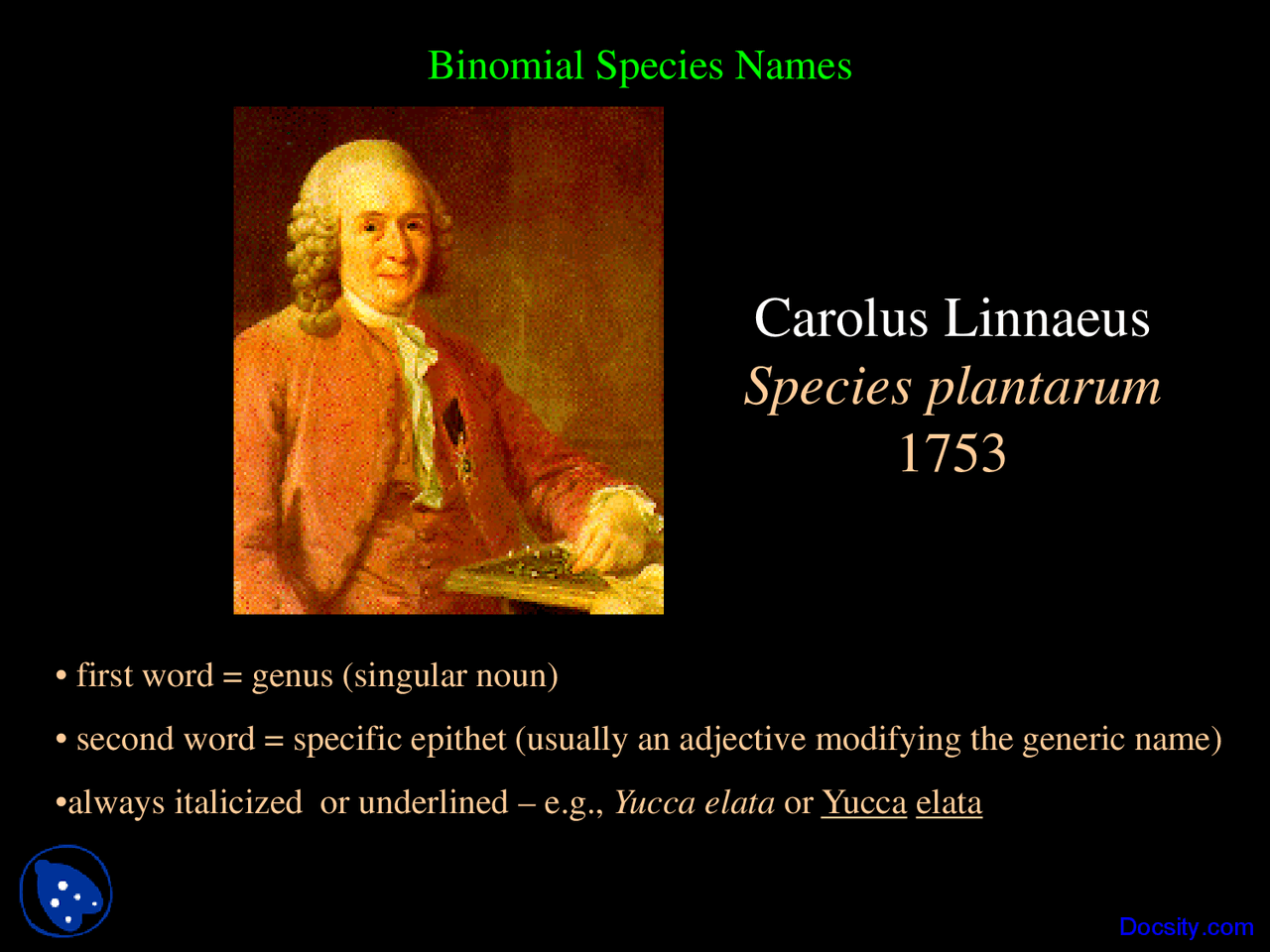 Binomial Species Names - Plant Taxonomy and Systematics - Lecture ...