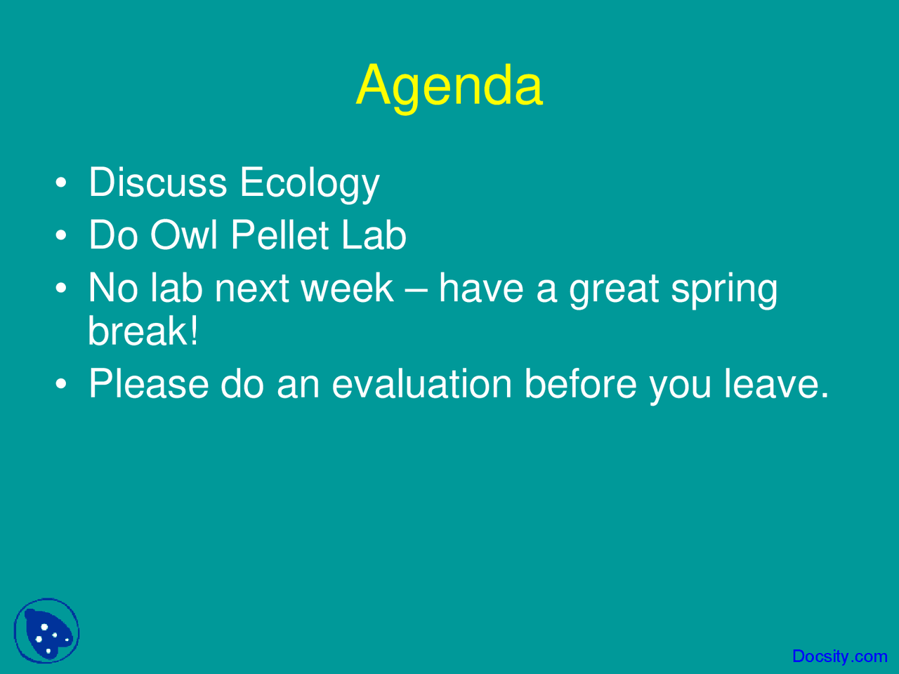 Ecology Biology Of Organisms Lecture Slides Docsity