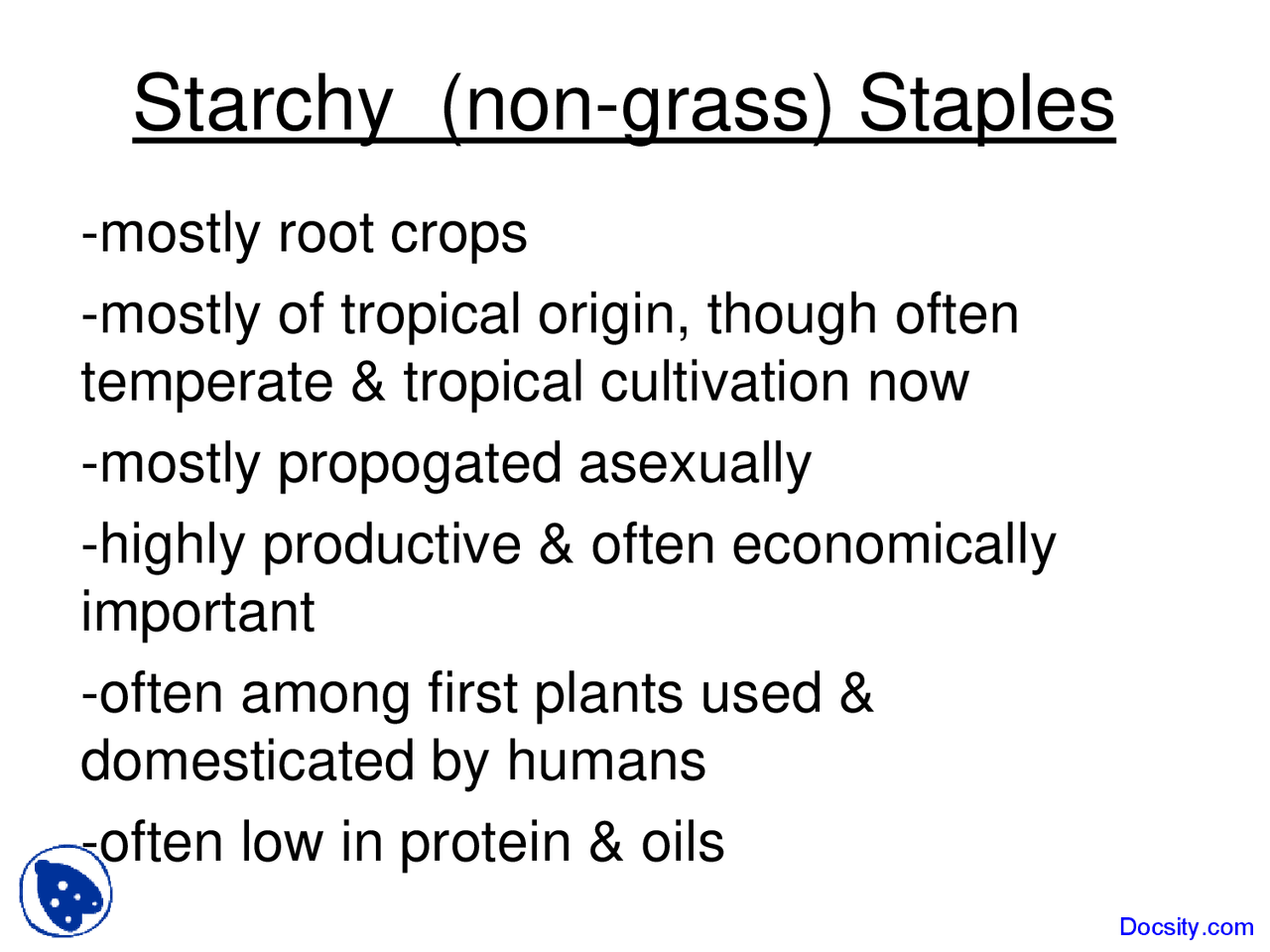 Starchy Staples Plants And Society Lecture Slides Docsity