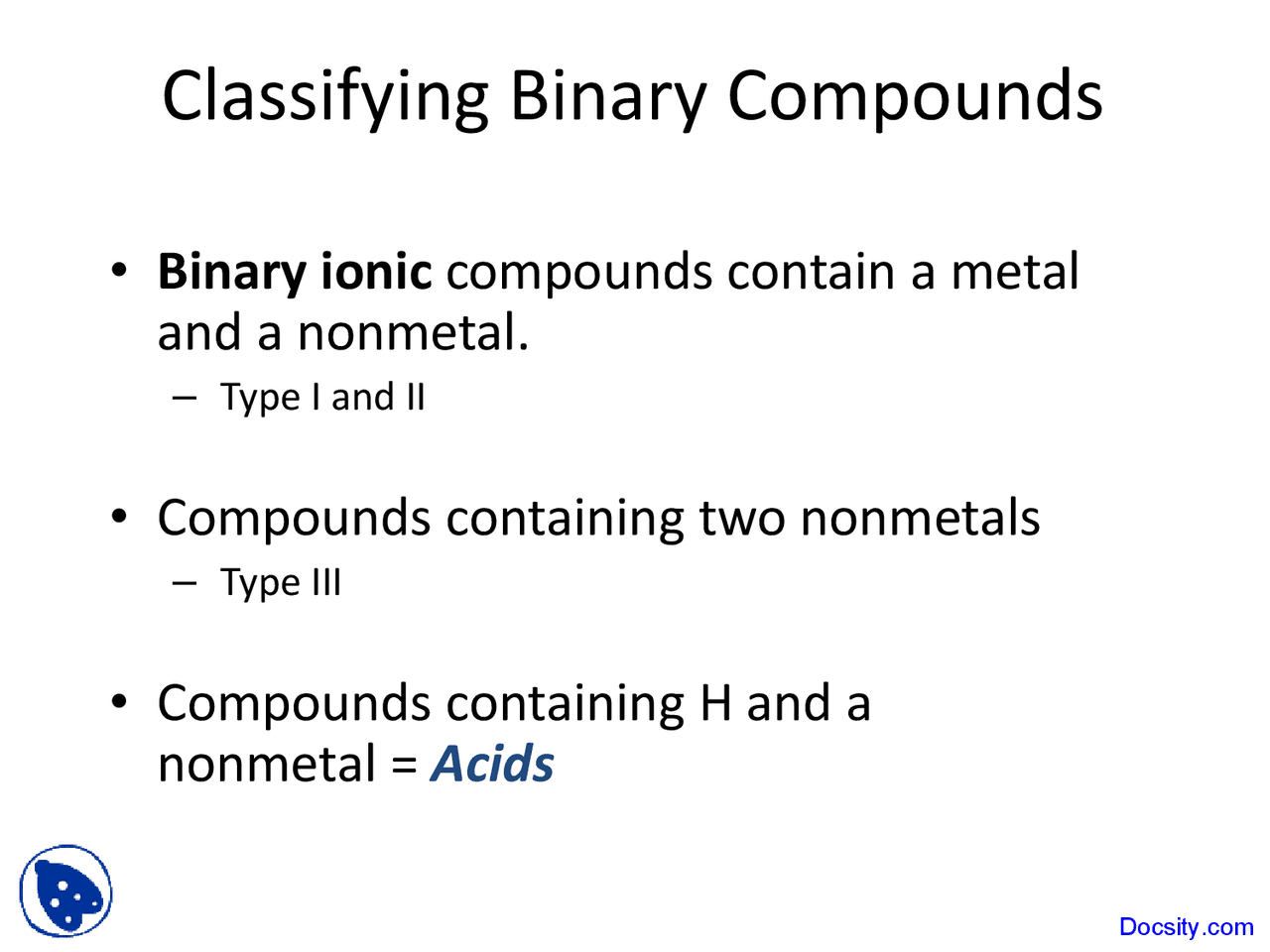 Classifying Binary Compounds - Introductory Chemistry - Lecture Slides ...