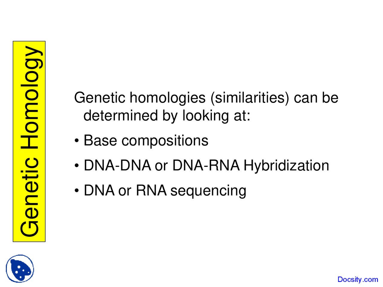 Genetic Homology - Introduction to Biology - Lecture Slides - Docsity