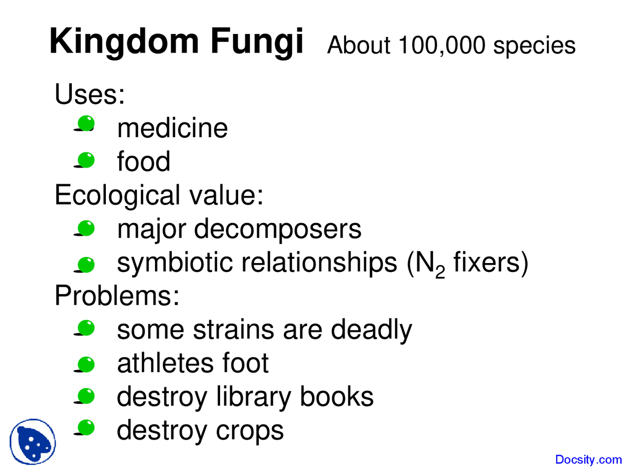 Kingdom Fungi Introduction To Biology Lecture Slides Docsity