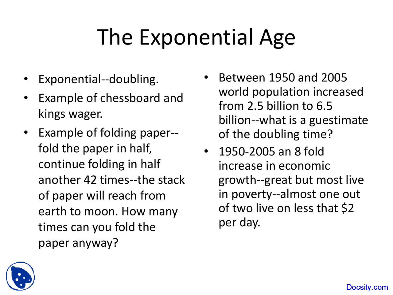 Exponential Age Ecological Perspective Lecture Slides Docsity