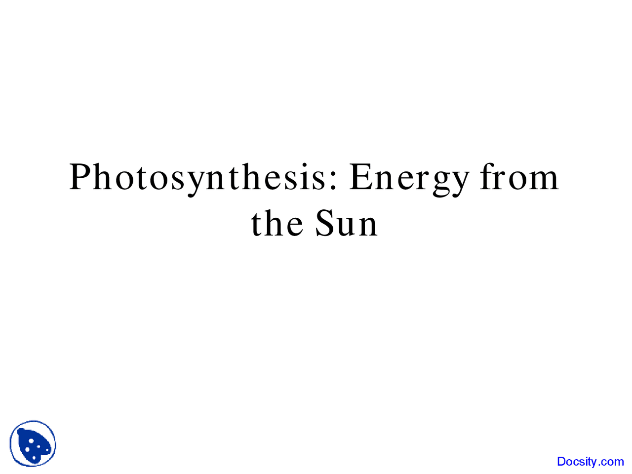 Energy From Sun Introduction To Biology Lecture Slides Docsity