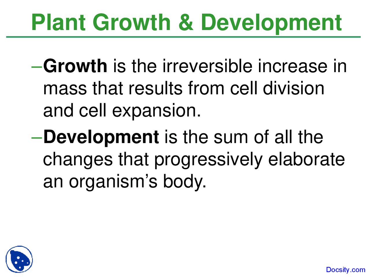 Plant Growth and Development - Introduction to Biology - Lecture Slides ...