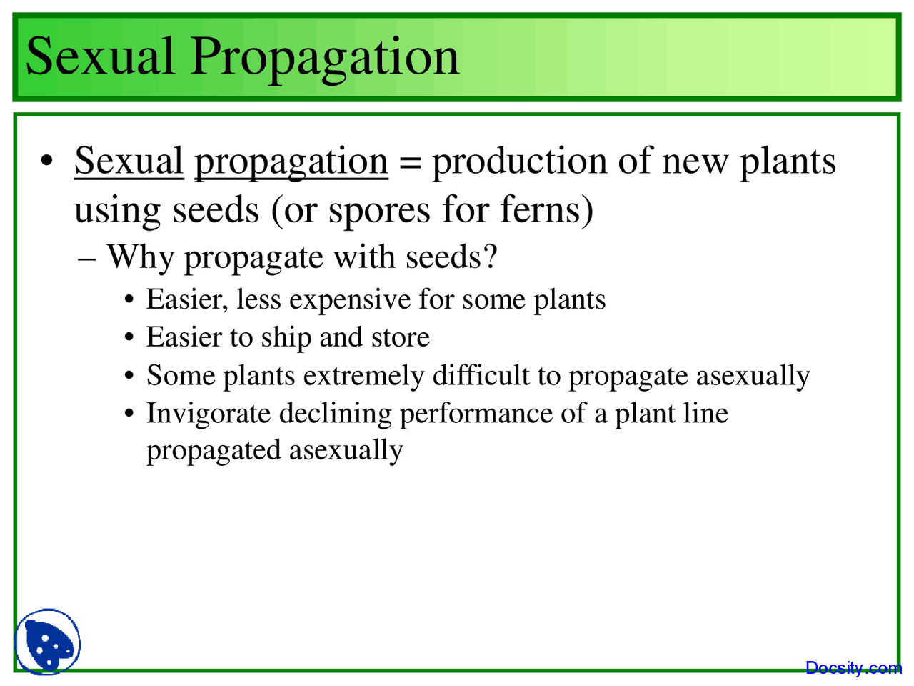 Sexual Propagation Horticulture Lecture Slides Slides Biology