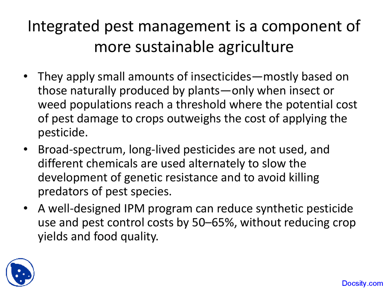 Integrated Pest Management - Ecological Perspective - Lecture Slides ...