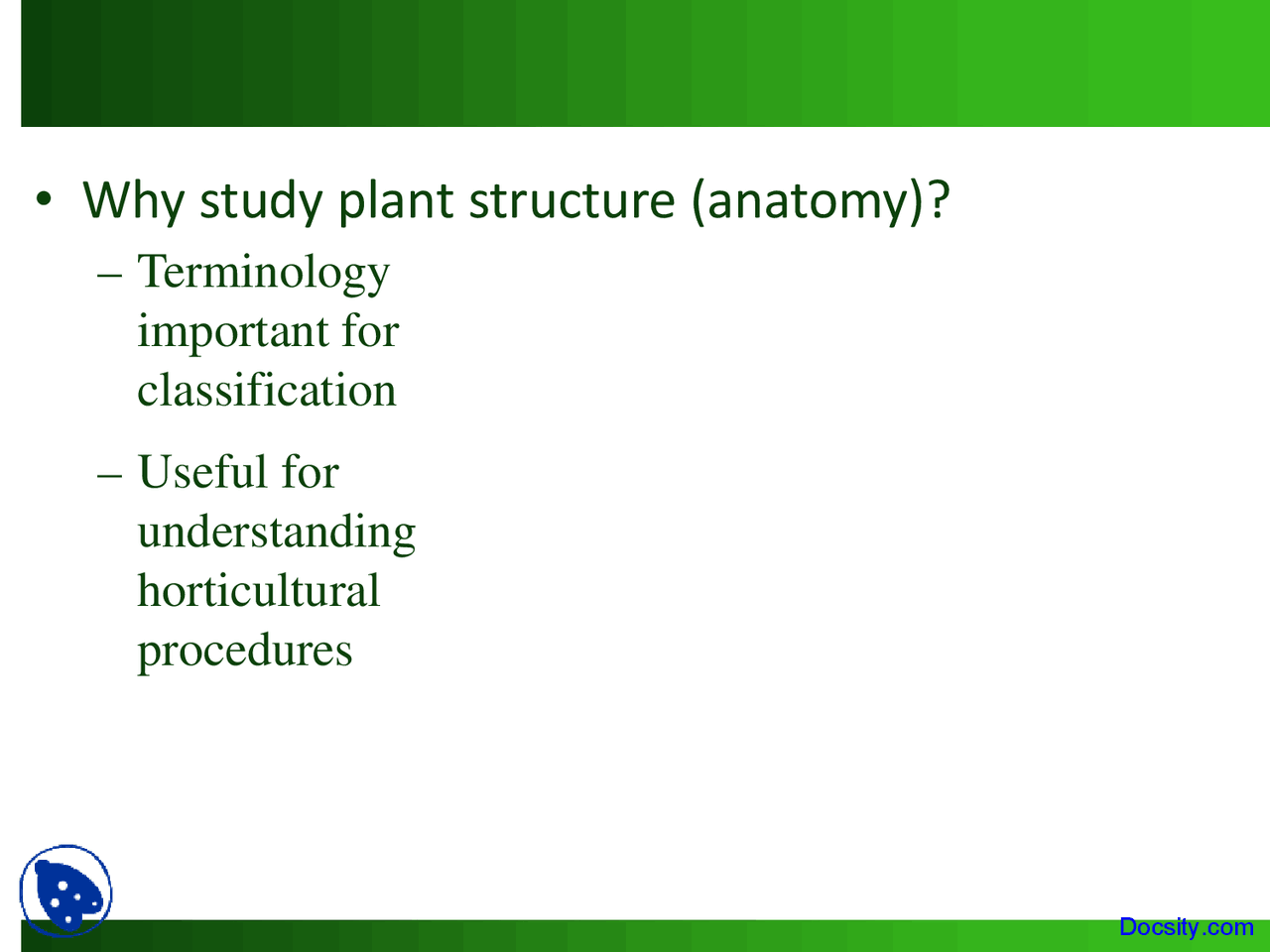 Plant Structure Horticulture Lecture Slides Docsity