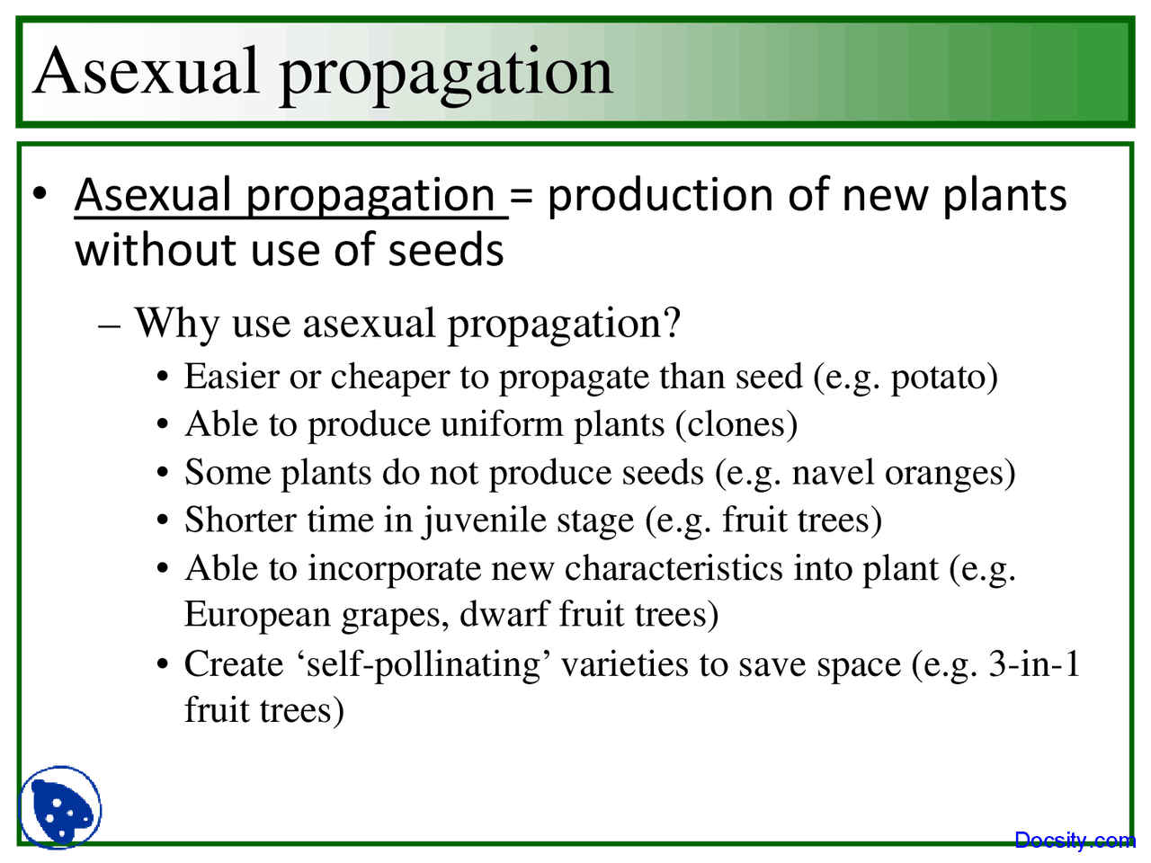 Asexual Propagation Horticulture Lecture Slides Docsity