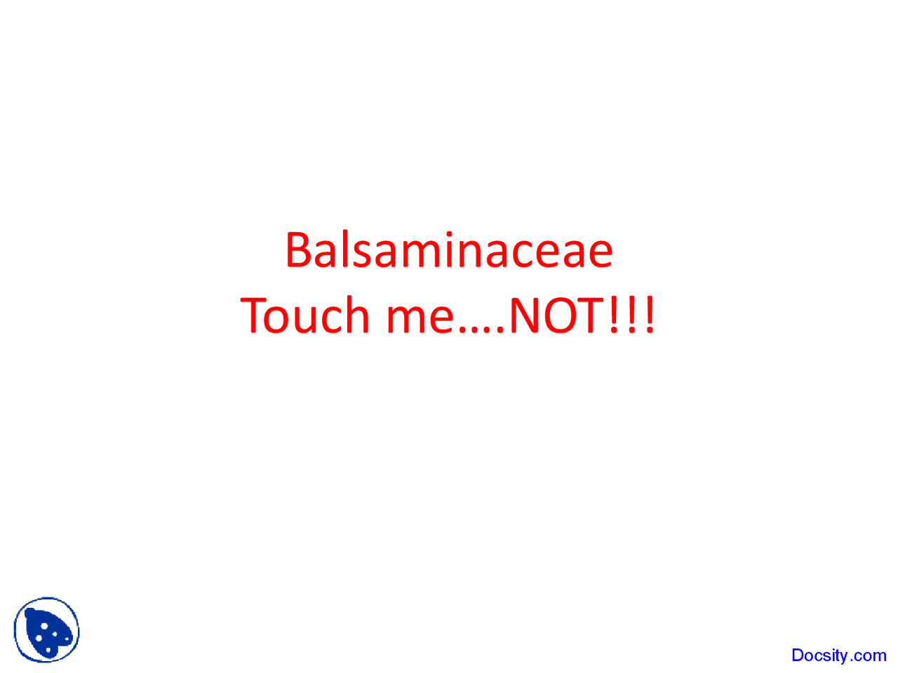 Balsaminaceae Plants Identifcation Lecture Slides Docsity