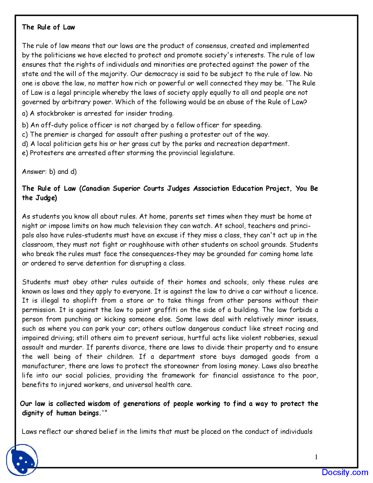 Rule of Law - Fundamentals of Law - Lecture Notes | Study notes Law ...