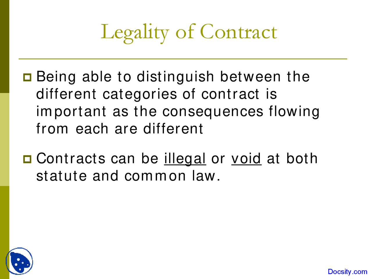 Legality Of Contract Fundamentals Of Law Lecture Slides Slides