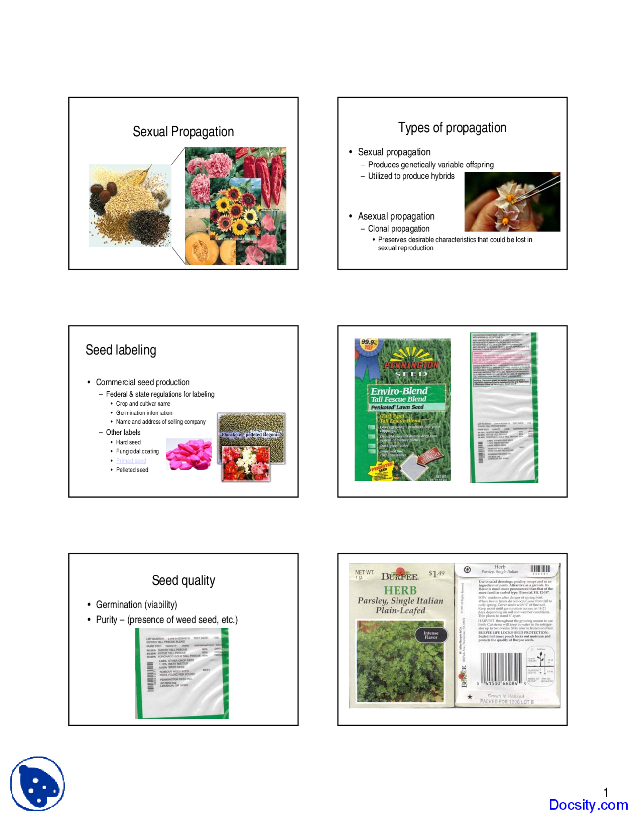 Sexual Propagation Plants For Pleasure And Profit Lecture Slides