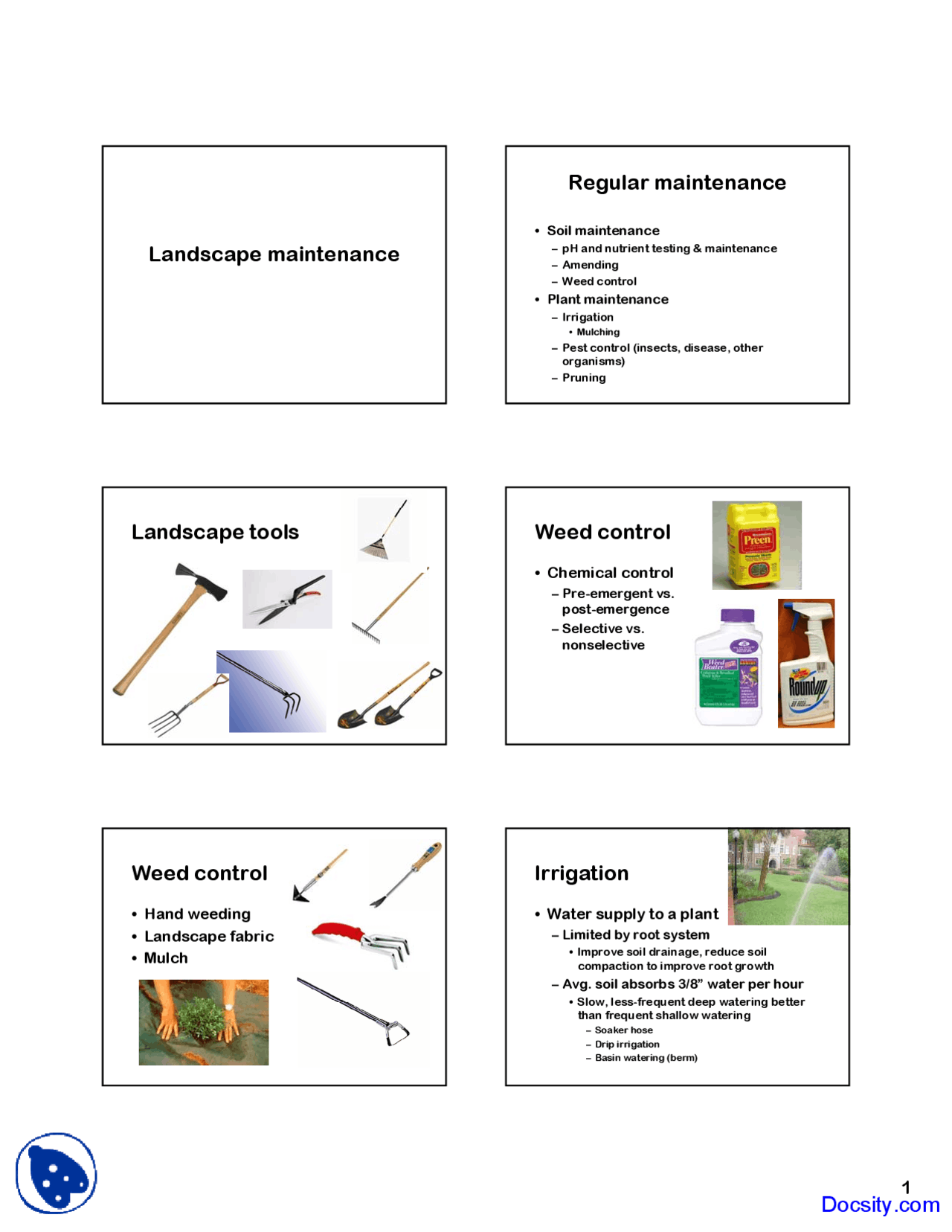 Landscape Maintenance Plants For Pleasure And Profit Lecture Slides