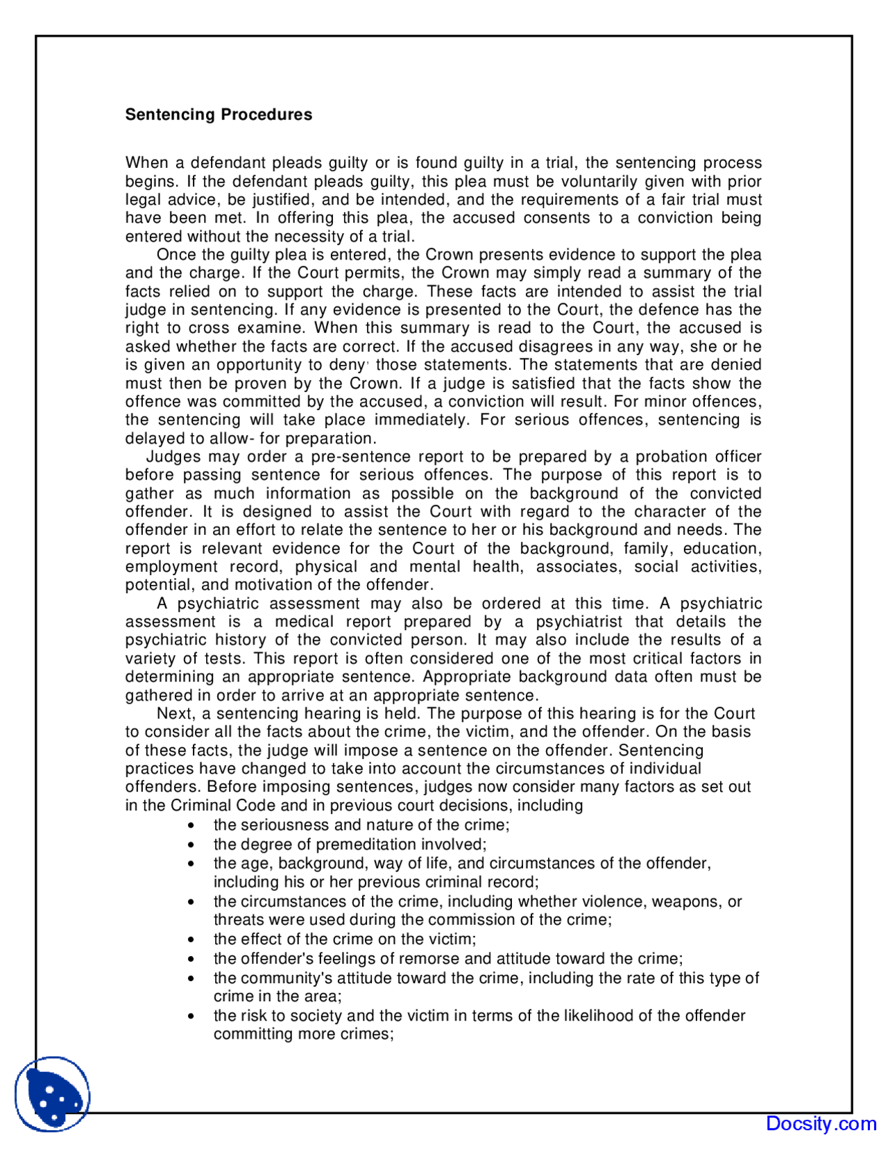 Sentencing Procedures - Sentencing and Correctional System - Lecture ...