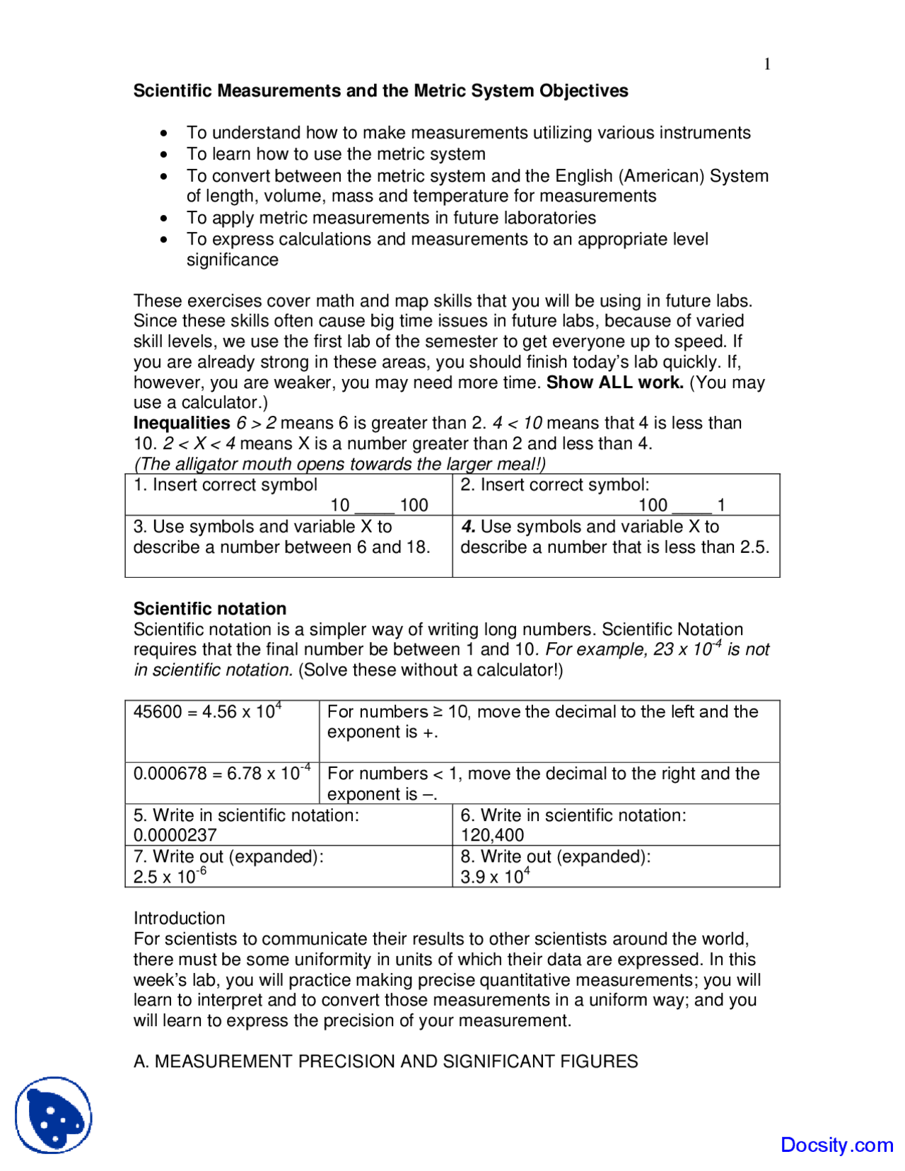 Scientific Measurements - Coral Reef Lab and Field Studies - Lab Manual ...