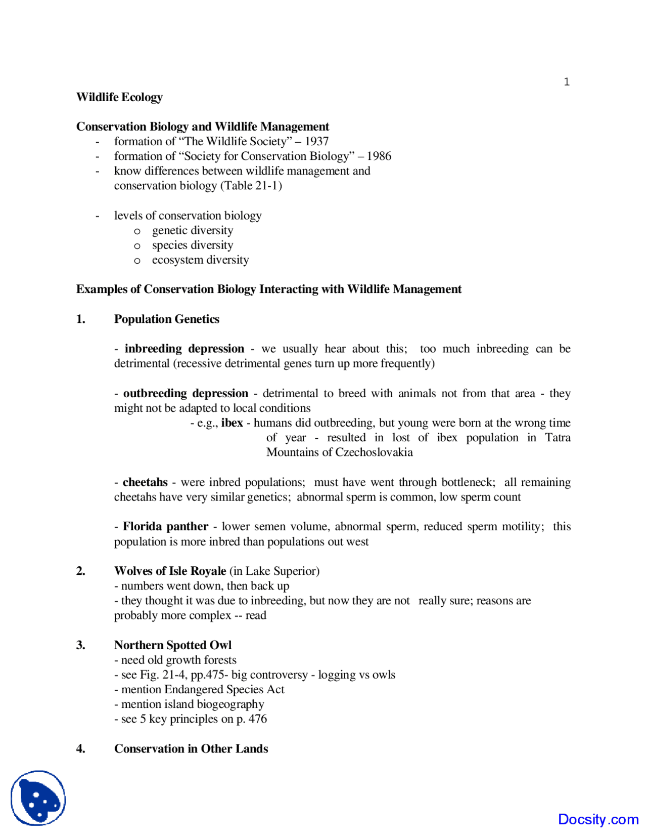 Conservation Biology and Wildlife Management - Wild Life Ecology ...