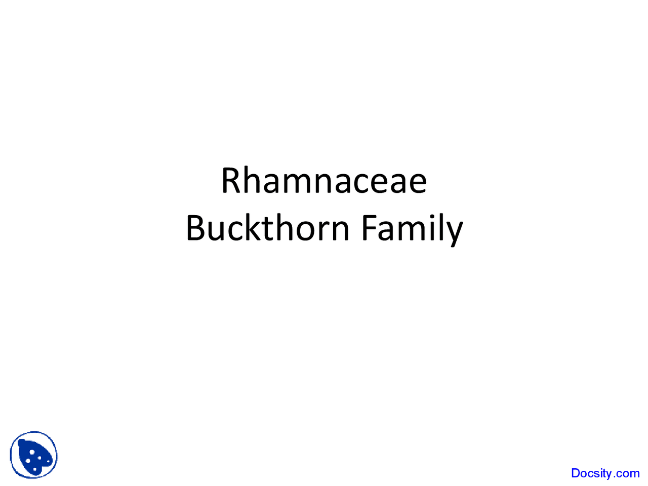 Rhamnaceae Plants Identifcation Lecture Slides Docsity