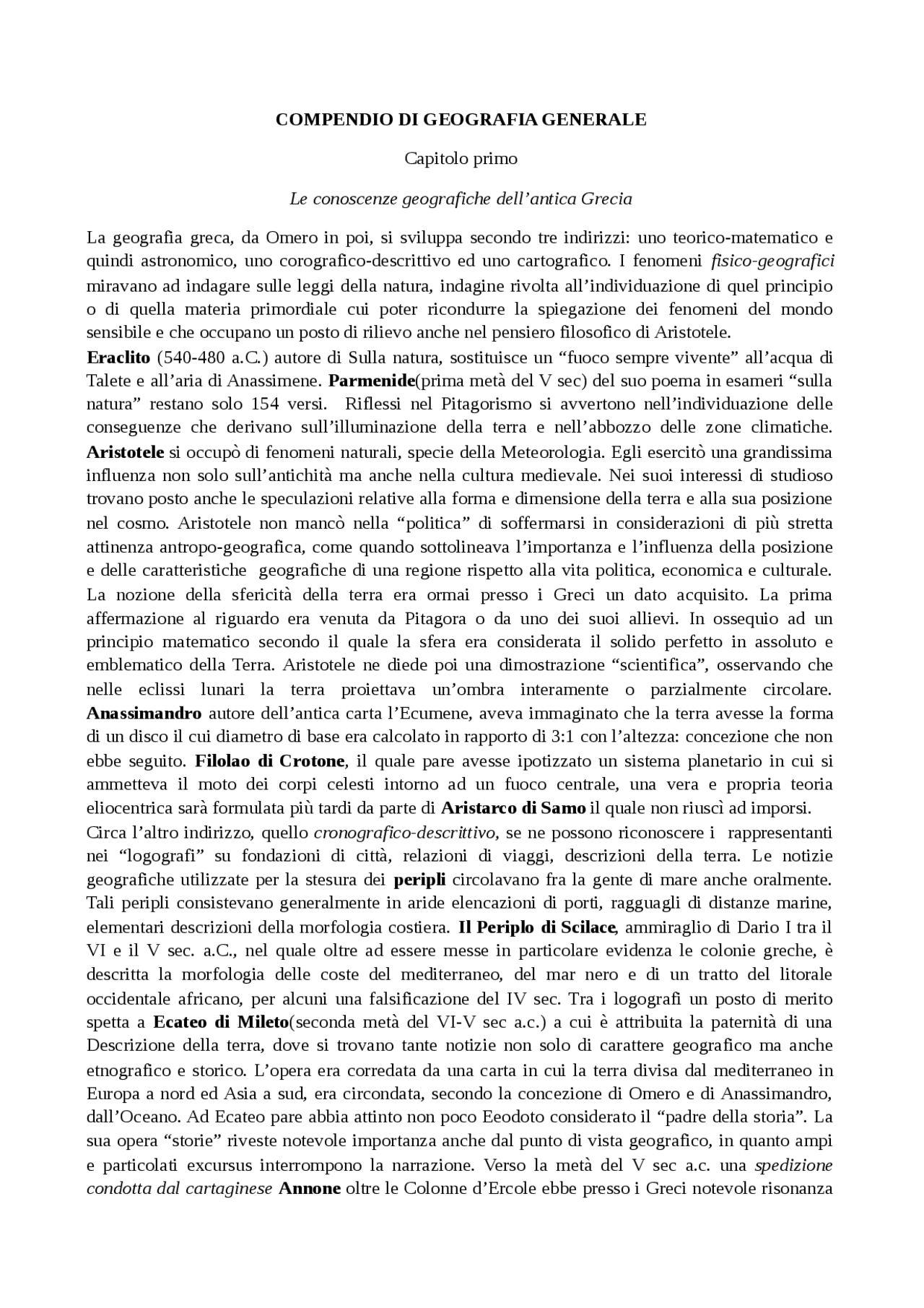 Compendio Di Geografia Generale Docsity