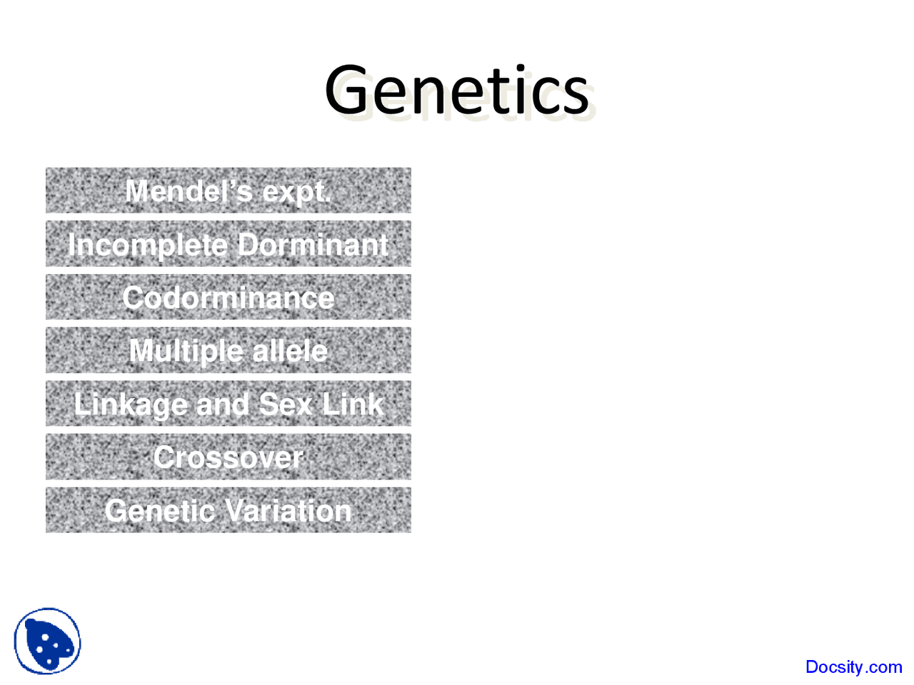 Genetics Fundametnals Of Biology Lecture Slides Docsity