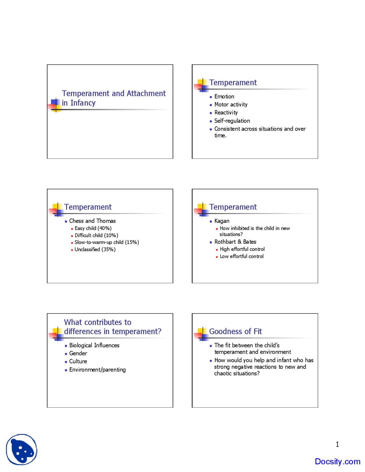 Temperament And Attachment Developmental Psychology Lecture Slides