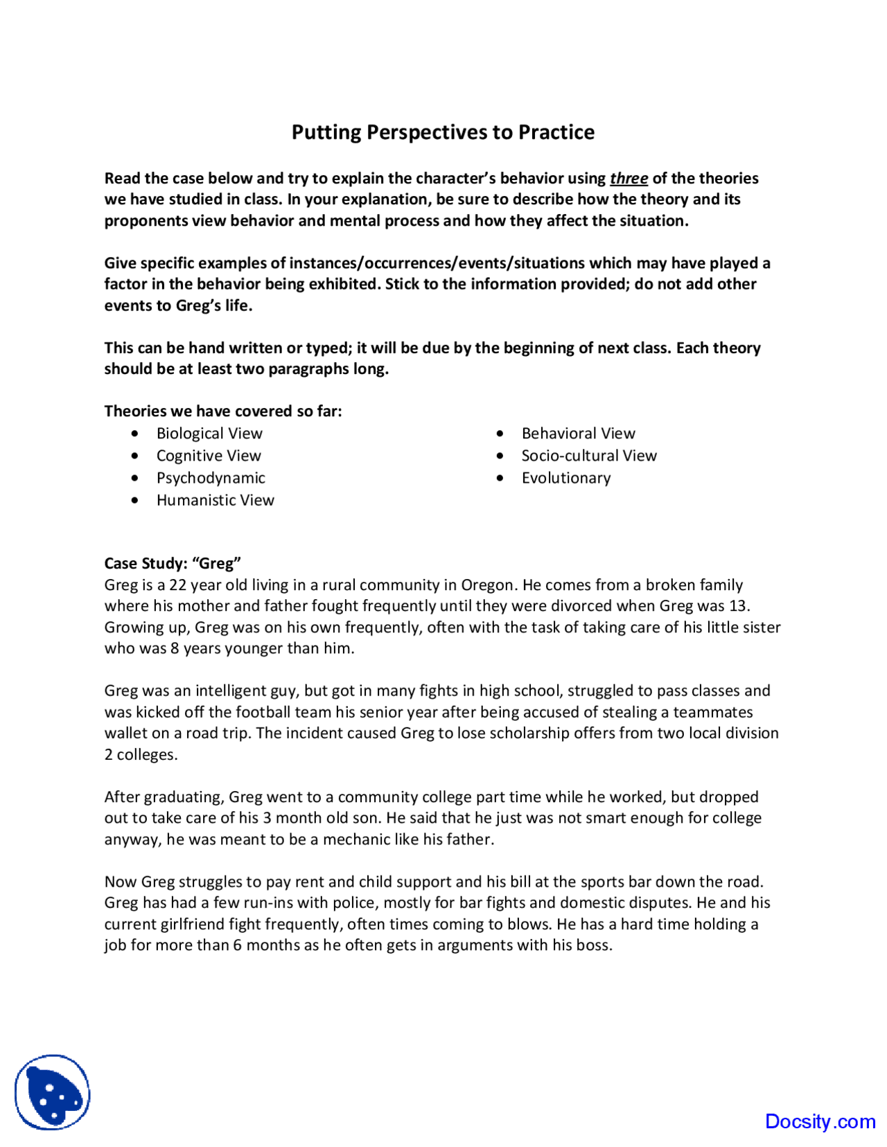 Putting Perspectives to Practice - Advanced Placement Psychology ...