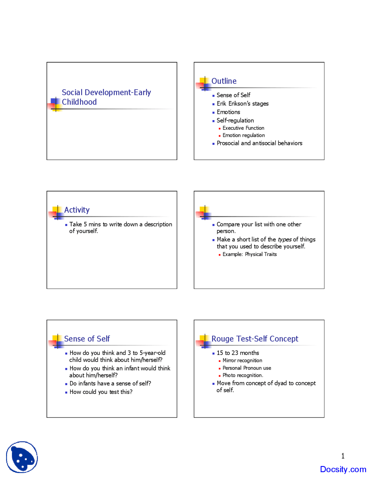 Social Development - Developmental Psychology - Lecture Slides - Docsity