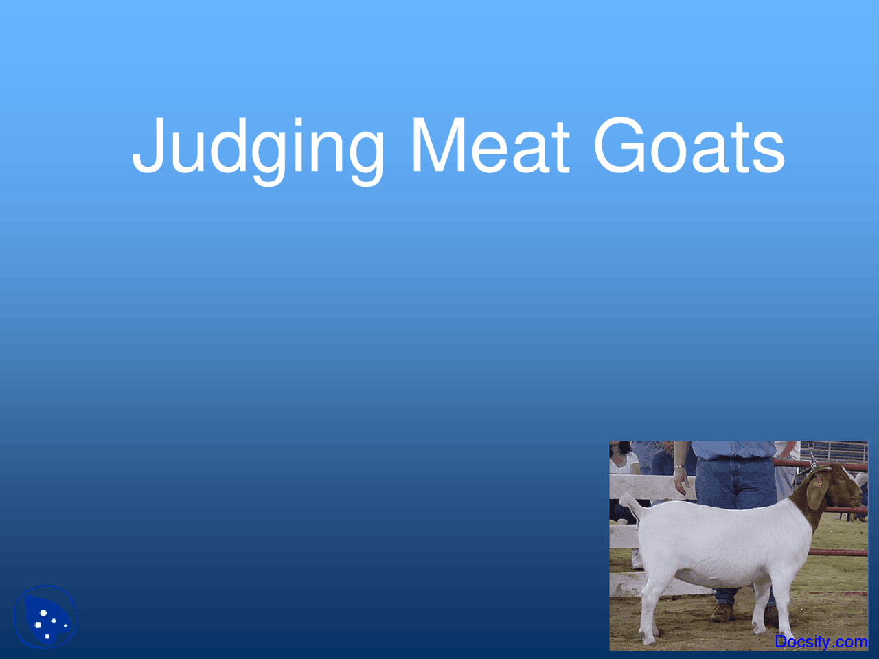 Judging Meat Goats Aimal Sceince Lecture Slides Docsity