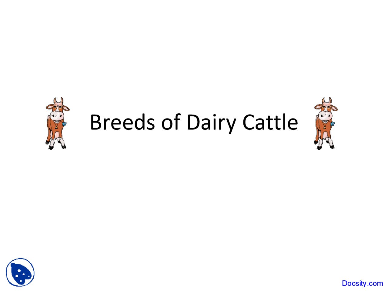 Dairy Cattle Breeds, Dairy - Animal Science - Lecture Slides - Docsity