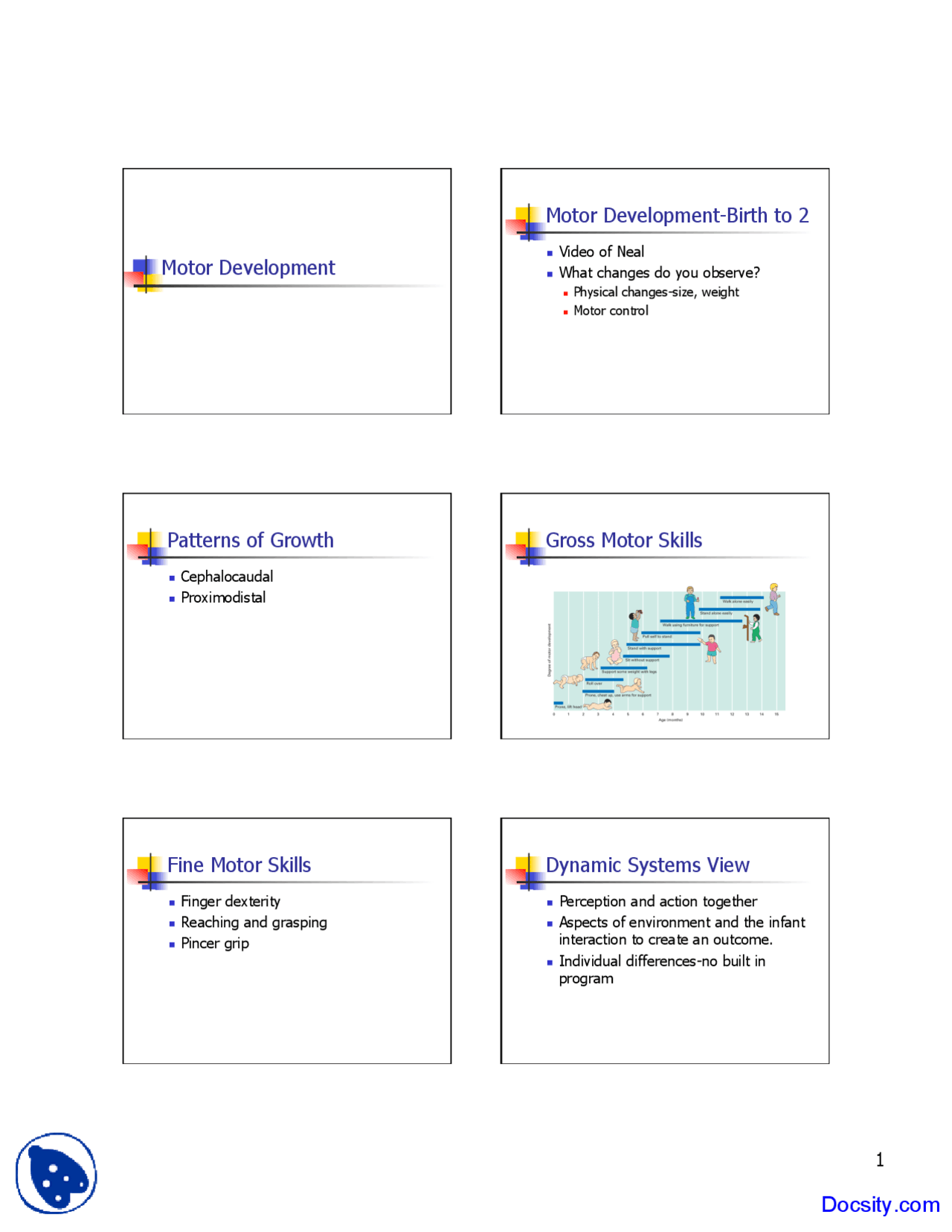 Motor Development Developmental Psychology Lecture Slides Docsity