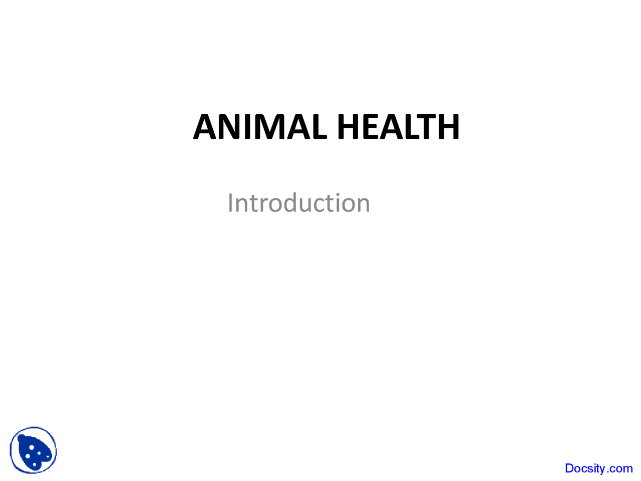 Introduction, Animal Health - Animal Science - Lecture Slides - Docsity