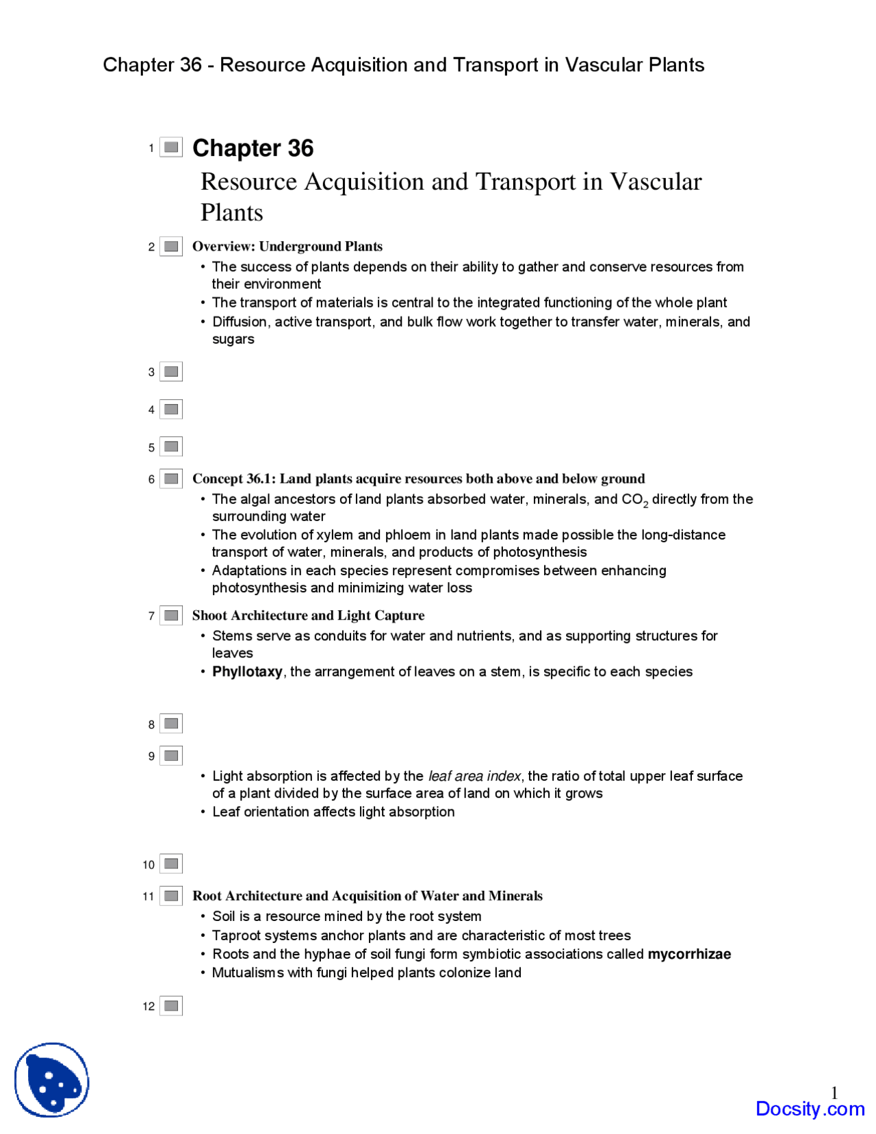 Resource Acquisition Fundametnals Of Biology Lecture Notes Docsity