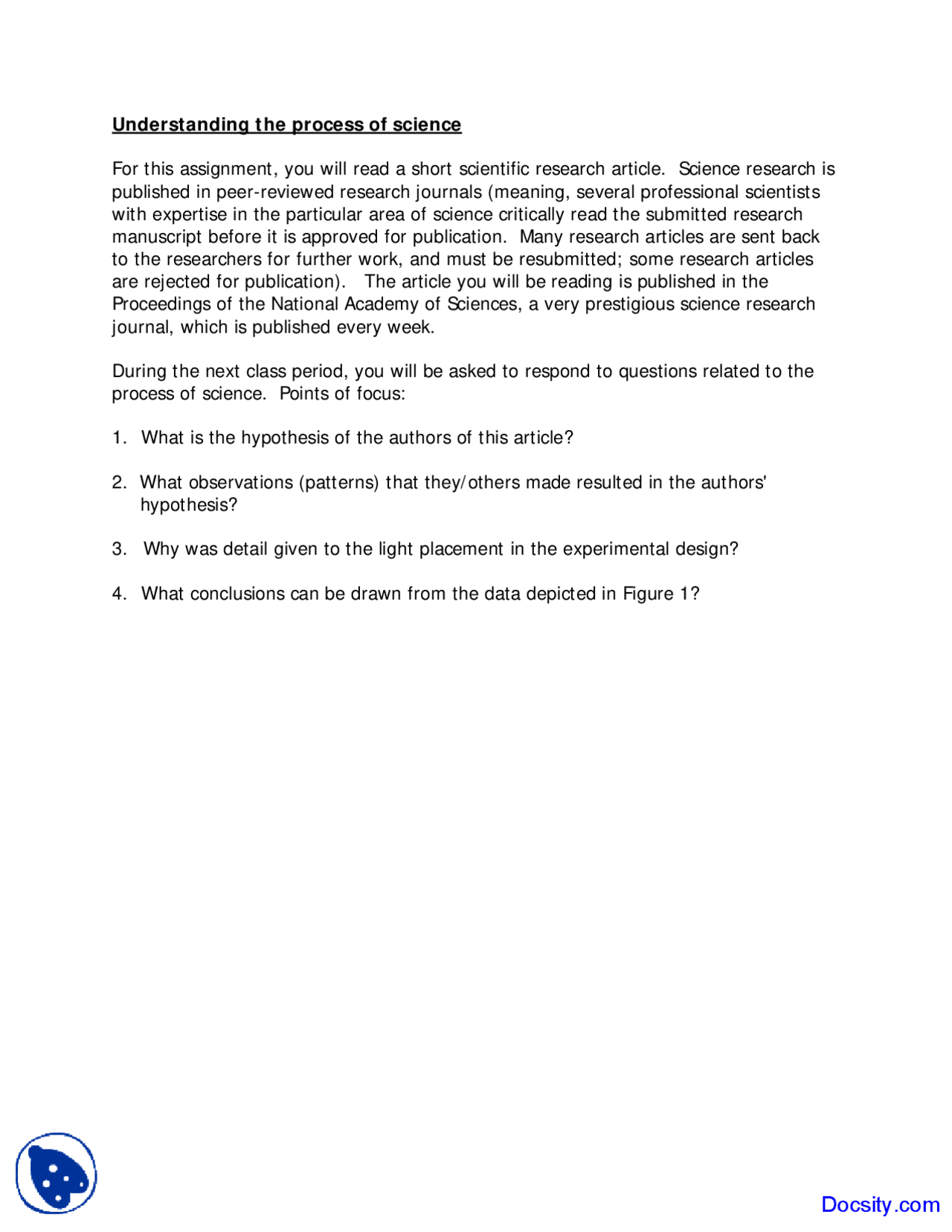 Understanding Basic Biology Lecture Notes Docsity