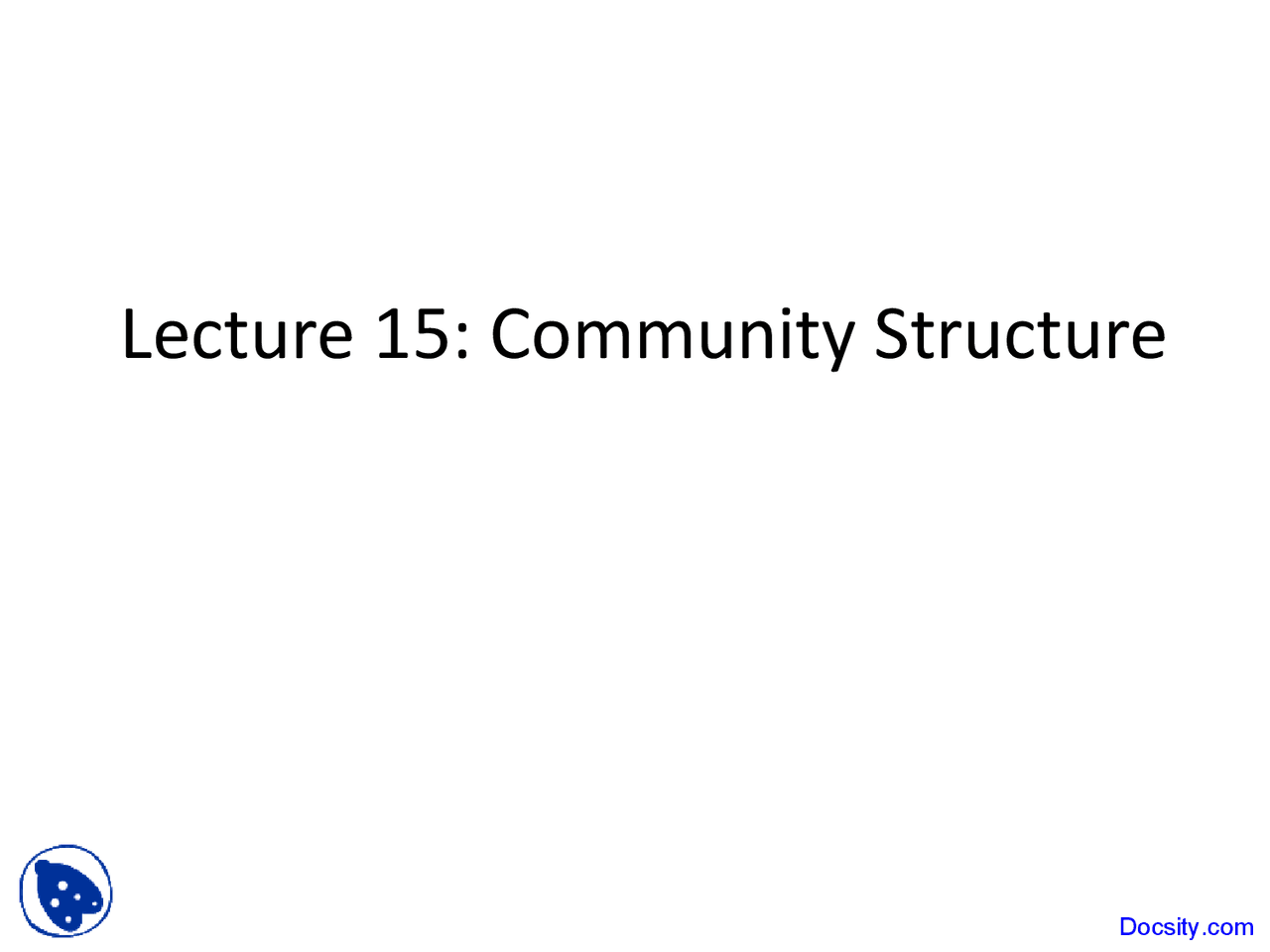 Community Structure Principles Of Ecology Lecture Slides Docsity