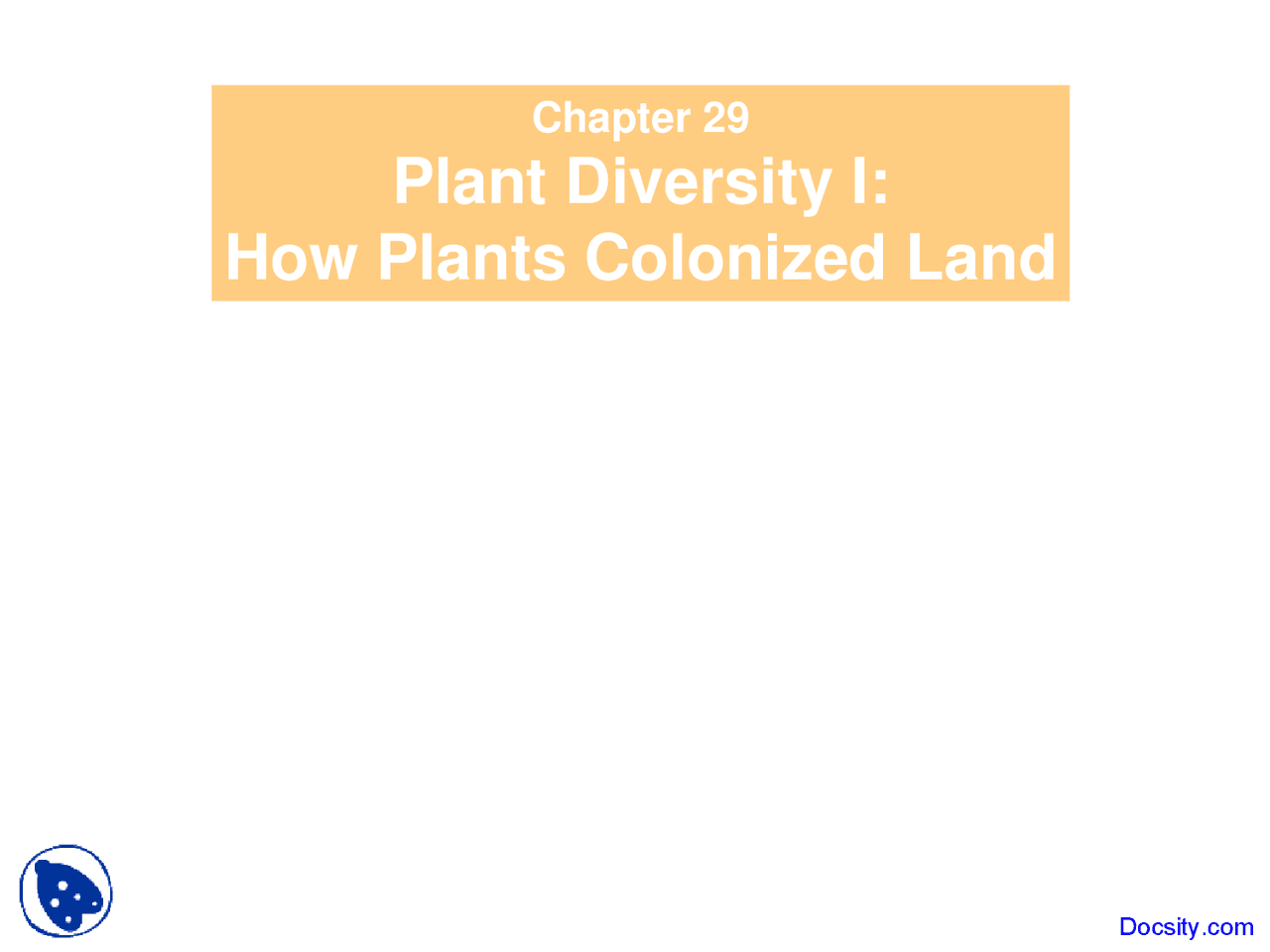 Plant Diversity - Biodiversity - Lecture Slides | Slides Biology - Docsity