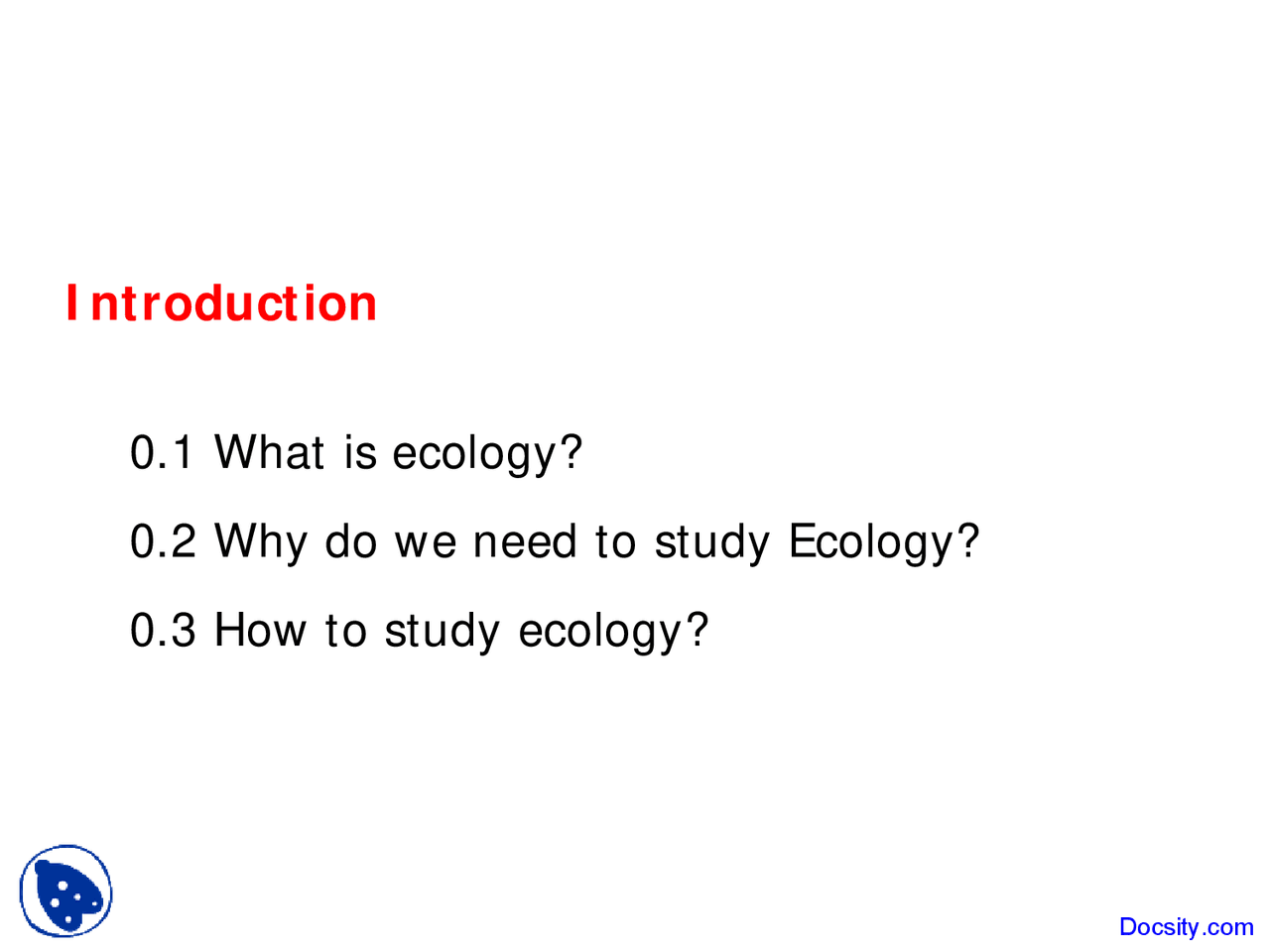 Introduction To Ecology Principles Of Ecology Lecture Slides Docsity