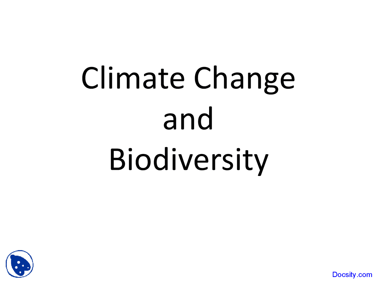 Climate Change and Biodiversity - General Ecology - Lecture Slides ...