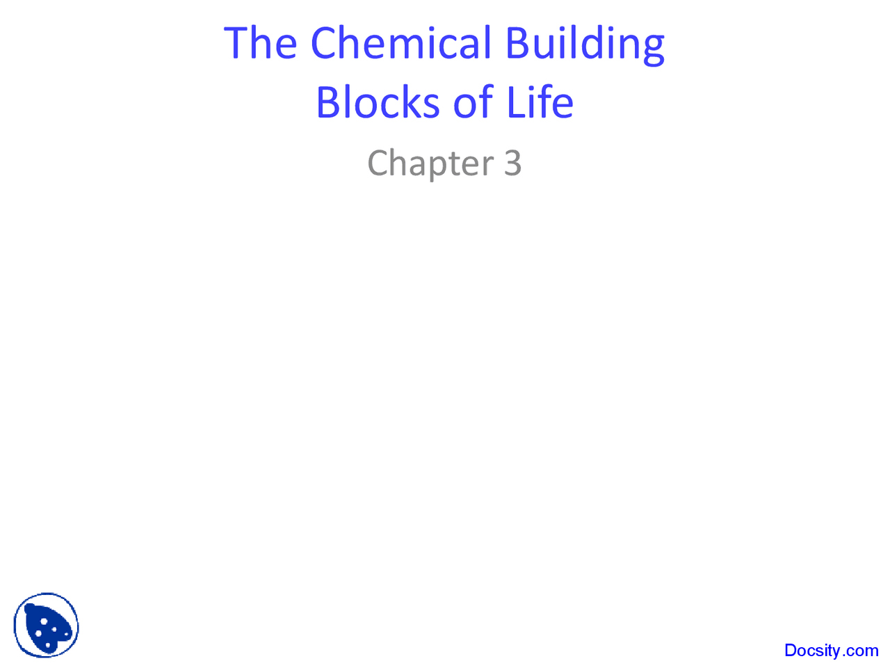 Chemical Building Blocks of Life - Fundametnals of Biology - Lecture ...
