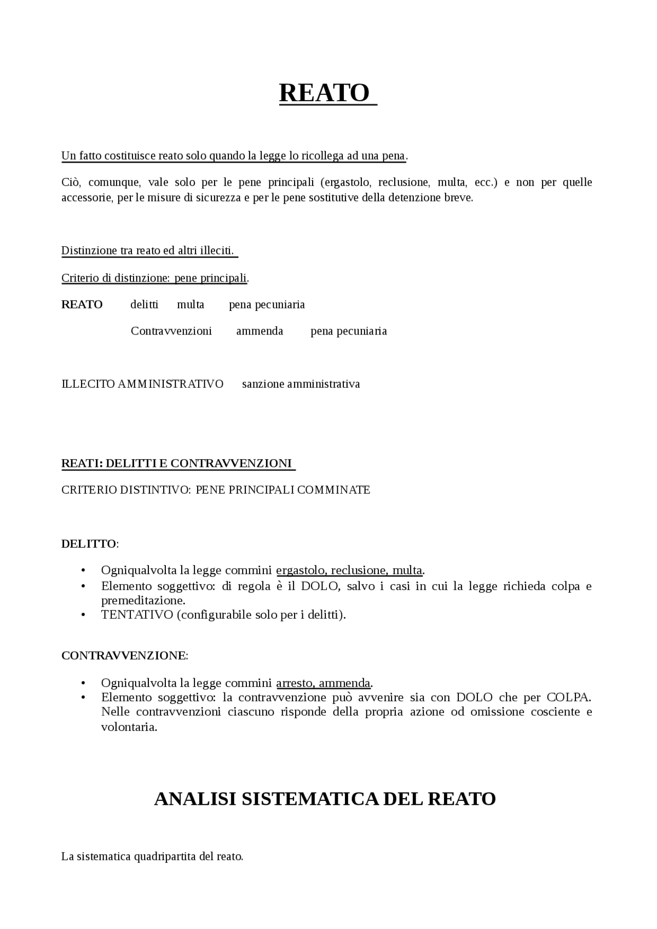 Elementi del reato - Appunti - Diritto penale - Docsity